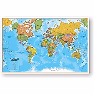 Waypoint Geographic World ScrunchMap, Portable, Easy-to-Store Map of the World, Water and Tear-Resistant Map, Eco-Conscious Unique Gifts, Storage Bag Included, 24" H x 36" W