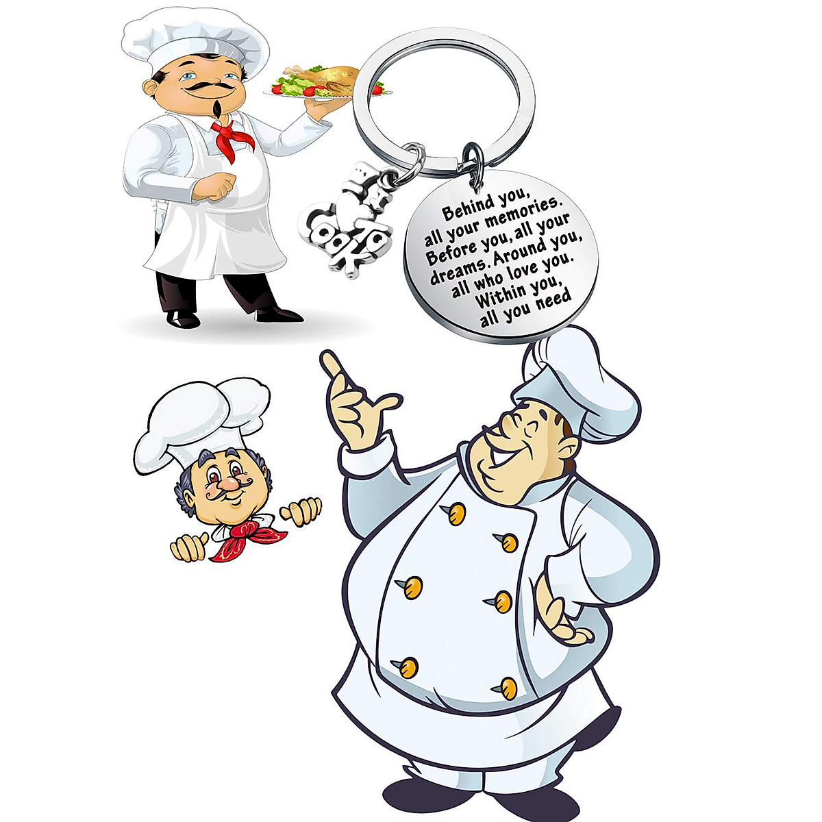 FEELMEM Future Chef Gift Chef Keychain Behind You All Your Memories Cooking Jewelry Culinary School Graduation Gift