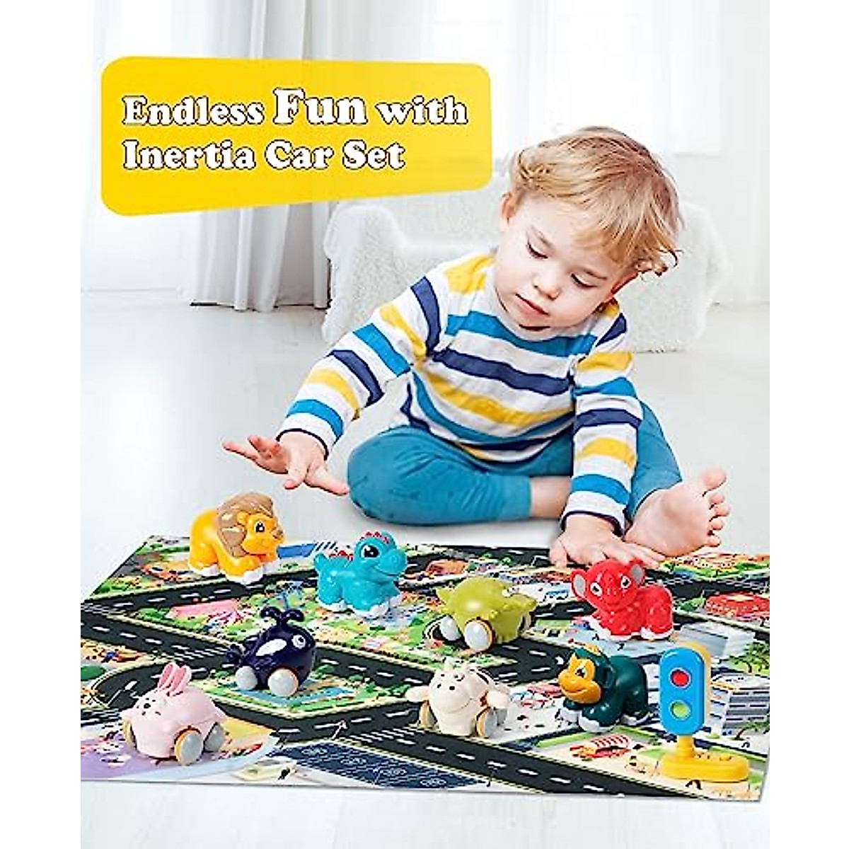 Kiddiworld Animal Car Toys for 1 Year Old Boy Gifts, Infant Baby Toys 12-18 Months, Pull Back Cars Truck Toys for 1-3 Year Old Girl Gifts, One First Christmas Birthday Gifts for Toddler Toys Age 1-2