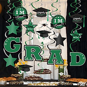 Bunny Chorus Graduation Party Decorations 2022, 36 Pcs Class of 2022 Graduation Party Supplies, Hanging Swirls Green and Black Graduation Decorations 2022, Congrats Grad Party Favors, No DIY Required