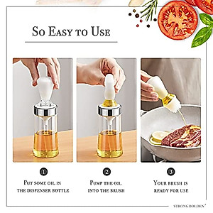 Glass Oil Dispenser Bottle for Kitchen with Brush, Oil Dispenser with Brush - Create Your Fine Cuisine - Cooking Oil Dispenser, White