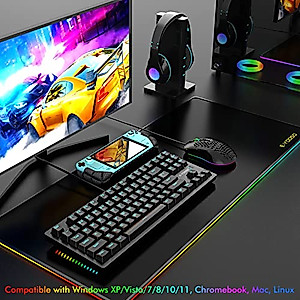 Mechanical Keyboard and Mouse, E-YOOSO Z-737 Wired Gaming Keyboard and Mouse with OUTEMU Blue Switches, 8000 DPI Honeycomb Mouse with Mouse Pad, Blue Backlit & RGB Sidelight 87 Keys Keyboard for PC