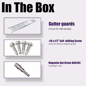 Mxclimate Gutter Guard 5'',Stainless Steel DIY Gutter Cover System 48ft,Micromesh Gutter Guards Downspout Leaf Protection fits any Traditional Roof Gutter Type,white