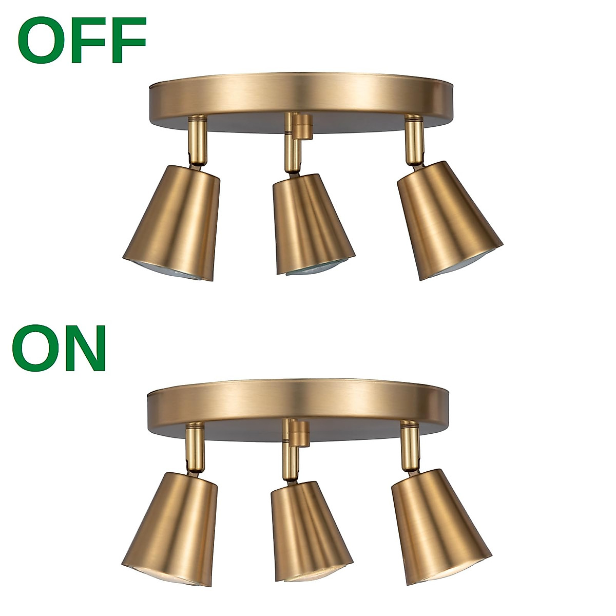 CRAFTRONOS 3 Light Track Lighting Kit, Matt Brass Finish Canopy with Moden Flush Mount Ceiling Spotlight for Kitchen,Dining,Living Room,Home Improvement