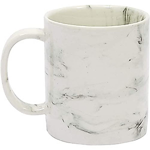 Farmlyn Creek Rose Gold Letter J Monogram Mug, White Marble Ceramic Coffee Cup (11 oz)