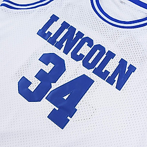 COMTOP Mens Lincoln #34 Jesus Shuttlesworth High School Movie Basketball Jersey for Adult White L