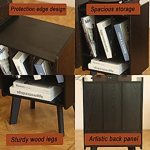 AWASEN Record Player Stand with Vinyl Storage, Turntable Stand with Record Storage, Vinyl Record Table Holds Up to 100 Albums, 3 Tier End Table for Living Room Bedroom Office Small Spaces (Black)