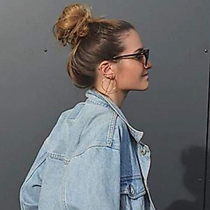 Shegirl Bar Hoop Earrings Big Round Circle Earrings Geometric Circle Stick Earrings Gold Fashion Jewelry for Women Gift (Gold)