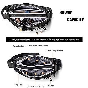 Medium Crossbody Purse Bag with Inside Key Hook Shoulder Bag for Everyday Travel Waterproof Nylon (Black)