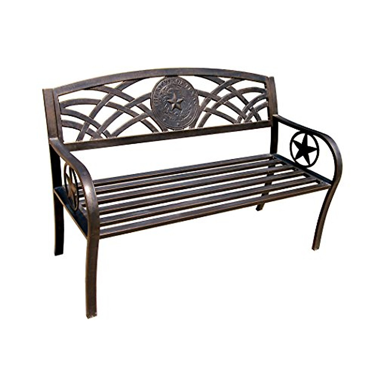 Leigh Country TX 93545 Texas State Seal Metal Bench