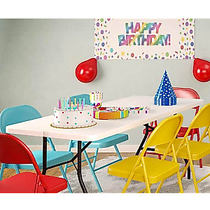 MGHH Folding Table 6ft Plastic Table Camping Table Foldable Adjustable for Picnic,Camping,Kitchen, Party Outdoor Indoor (White)