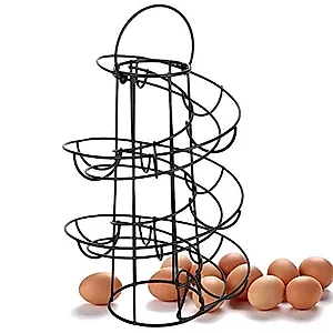 Hovico Egg Skelter Spiral Design Metal Egg Skelter Dispenser Rack,Storage Display Rack (Black)