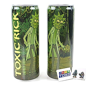 Rick and Morty Toxic Rick Energy Drink (2 Pack) with 2 Gosu Toys Stickers