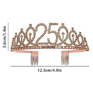Ceqiny 25th Birthday Sash Tiara and Crowns for Girls, Birthday Queen Rose Gold Tiara, Princess Tiara Rhinestone Headbands with Combs Bridal Wedding Tiaras for Wedding Prom Bridal Party Christmas