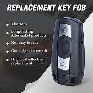 Keymall keyless Entry Remote car Key fob 3 Button Replacement PCF7952 Chip for BMW CAS3 3/5 Series X5 X6 with Comfort Access 315MHz KR55WK49127