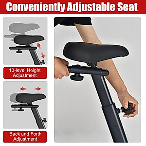 GYMAX Fan Bike, Air Resistance Upright Bike with LCD Monitor, Phone Holder & Built-in Wheels, Fully Adjustable Stationary Exercise Bike for Home Gym Cardio Training Workout Fitness