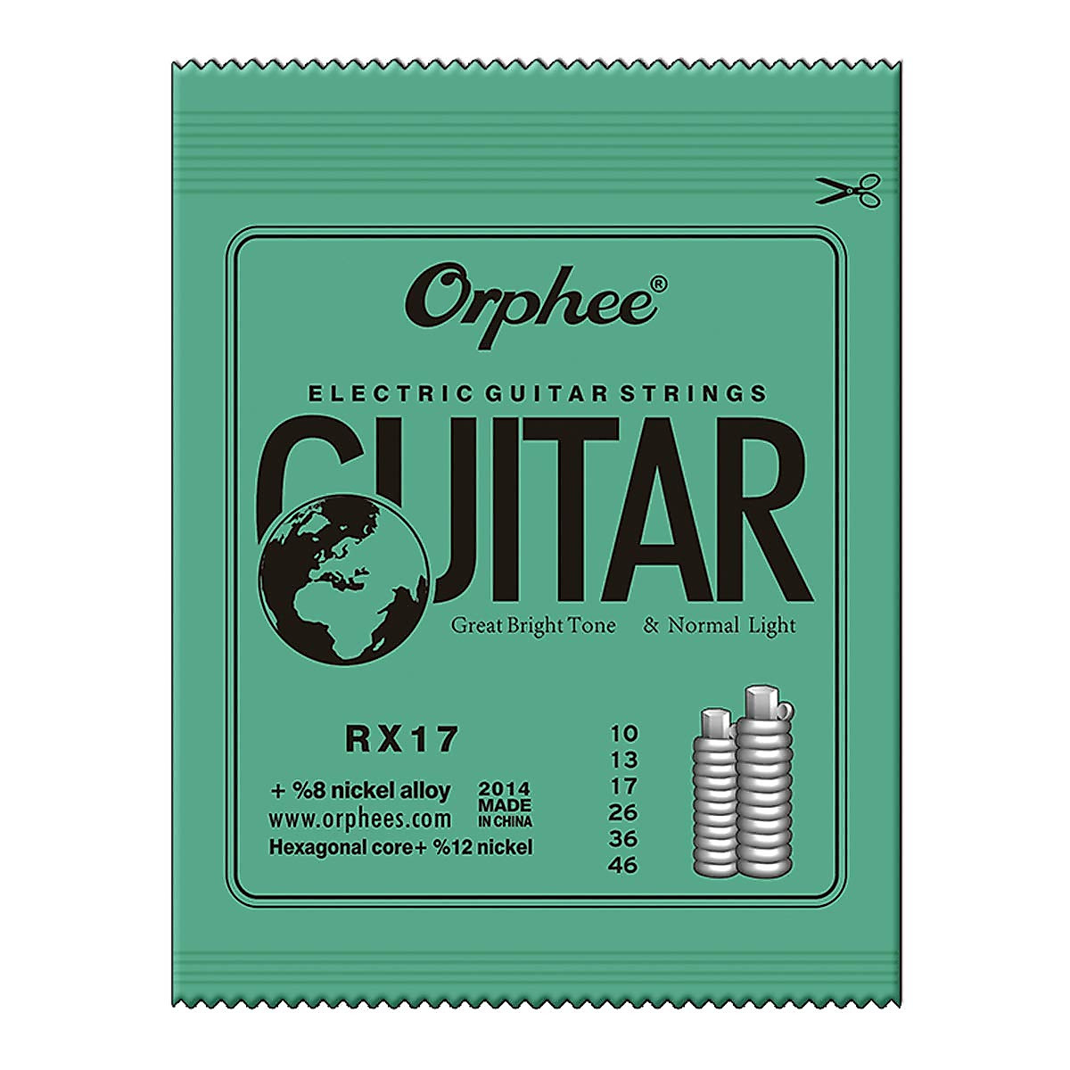 5 Packs Full Set Orphee RX17 Nickel Alloy Colorful Ball-End Electric Guitar Strings Standard Tension 010-046