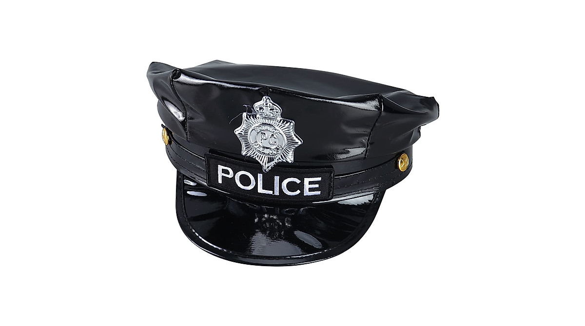 Police Hat Badge for Cosplay & Halloween Costume - Black Police Hat