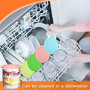 RYSIMWU For Ninja Creami Deluxe Pints and Lids 4 Pack, NC500 NC501 Ice Cream Pint fit for Ninja Delux Ice Cream Maker, 24 oz. food container for Ninja Creami Deluxe (Blue,Pink,Yellow,Green)