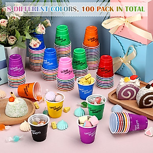 Lounsweer 200 Pack Plastic Shot Glasses, 2 oz Mini Disposable Shot Cups, Small Plastic Cups for Wedding Bachelorette Birthday Holiday Party, Beer Taste Serving, Snack(Multicolored)