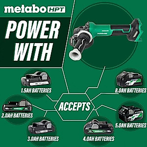 Metabo HPT 18V MultiVolt™ 4-1/2-Inch Cordless Angle Grinder, Tool Only - No Battery, Paddle Switch, 8,000 RPM, 5 Safety Features, Auto Mode, G1812DFQ4