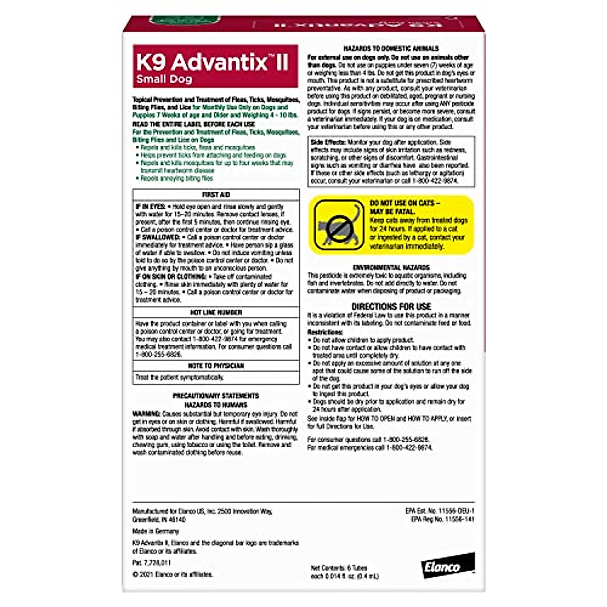 K9 Advantix II Small Dog Vet-Recommended Flea, Tick & Mosquito Treatment & Prevention | Dogs 4-10 lbs. | 6-Mo Supply