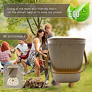 Compost Bin Kitchen - Compost Bin with Charcoal Dual Filter and Lid - Sustainable Bamboo Fiber Kitchen Compost bin countertop - Composter