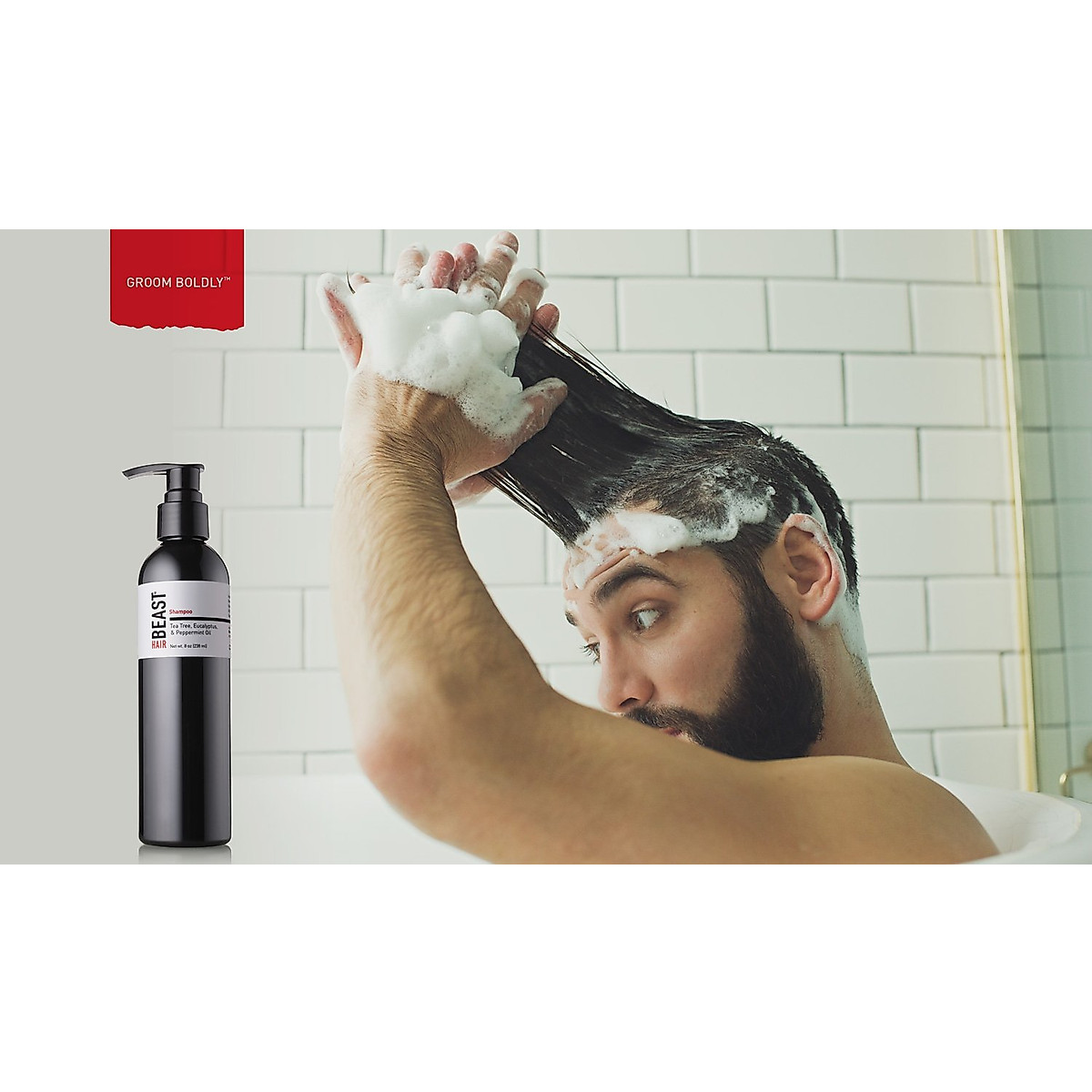 Beast Eucalyptus Tingle Shampoo for All Hair Styles with Caffeine and Tea Tree Oil (8 oz)