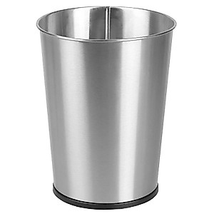 Home Basics Open Top Waste Bin, Silver, Measures: 9.5" x 10.25" & Capacity: 8 Lt.
