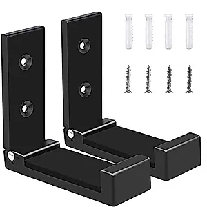 Folding Coat Hooks, Wall Mount Heavy Duty Aluminum Holder Hooks with Screws for Hanging Hat, Bags, Towel, Headphones, Fitness Equipment and More (2-Pack)