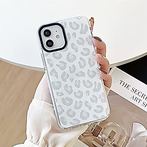 White Leopard Light Gray Soft Phone Case for Apple iPhone 12 Pro Built-in Bumper Women Cute Stylish Cover for iPhone 12 & 12Pro 6.1"