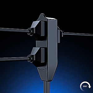 Maximm Cable 1 Ft 360° Rotating Flat Plug Extension Cord/Wire, 16 AWG Multi 3 Outlet Extension Wire, 3 Prong Grounded Wire - Black - UL Certified