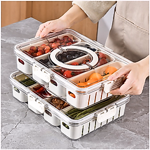 WONSURE Fridge Organizer,Stackable Food Storage Container With Vented Lids And Removable Drain Tray for Refrigerator Organizer and Storage Clear for Food, Drinks, Vegetable