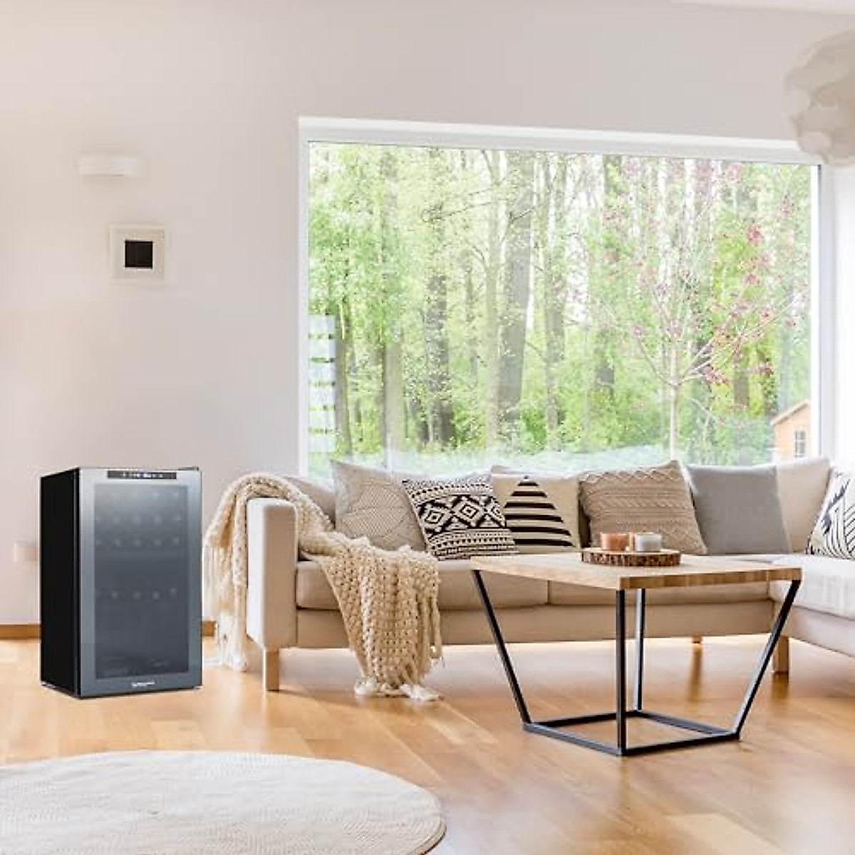 Luma Comfort Shadow Series Wine Cooler Refrigerator 33 Bottle Dual Temperature Zones, Freestanding Mirrored Wine Fridge with Double-Layer Tempered Glass Door & Compressor Cooling,Black