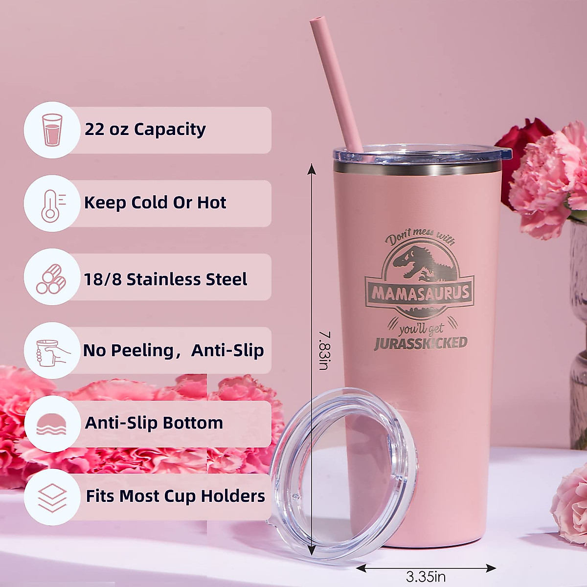 Inncup Birthday Gifts for Mom from Daughter, Son, Kids-Mothers Day Gifts for Mom for Wife,New Mom,Pregnant Mom-22 Oz Stainless steel Tumbler