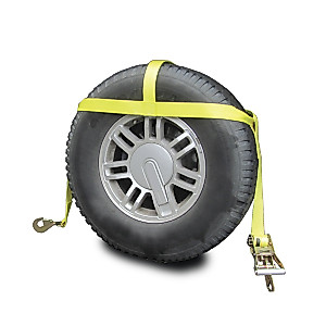 SmartStraps Tire Bonnet Ratchet Straps, 1 Pack — Commercial Duty Tire Bonnet Tie Down with Ratchet — 10,000lb Break Strength, 3,333lb Safe Work Load — Haul Equipment, Tractors and Vehicles