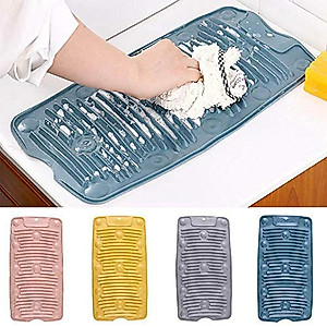 KUWEI Silicone Washboard Small Household Washboard Plastic Multifunctional Folding Mini Laundry Board Portable Creative Household Cleaning Tool(Blue)