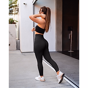 OQQ Women's 2 Piece Yoga Legging Seamless Workout High Waist Butt Liftings Athletic Leggings Black ArmyGreen