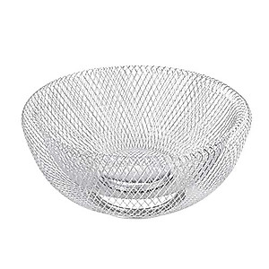 IBERG Mesh Fruit Basket Bread Basket Fruit Holder for Kitchen, Reception, Dining Table (BLACK SQUARE, 12 INCH)