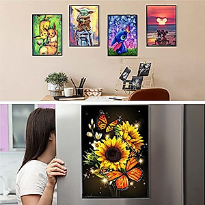 AOSGEDY 6 PACK Diamond Painting Picture Frames for 30x40cm, Diamond Art Canvas Frames 12" x 16", Self Adhesive Diamond Magnetic Art Frame, Frames for Wall Window Door Black, Inside Size 10" x 14"