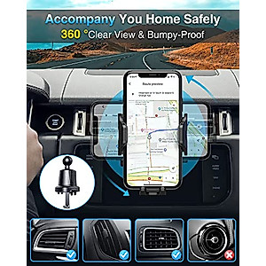 VANMASS Upgraded Car Vent Phone Mount [Patent Steel-Hook] Air Vent Holder Clip Sturdiest Shockproof Universal Mobile Cell Phone Mount Handsfree Stand Cradle for iPhone 14 13 Samsung Galaxy,Grey