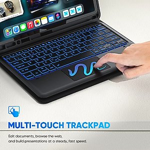 MicroPack iPad Pro 12.9 Case with Keyboard - (6th Generation, 2022) Keyboard with Trackpad 7 Color Backlit, Detachable Wireless Keyboard Compatible for iPad Pro 12.9 5th Gen, 4th Gen, 3rd Gen,Black