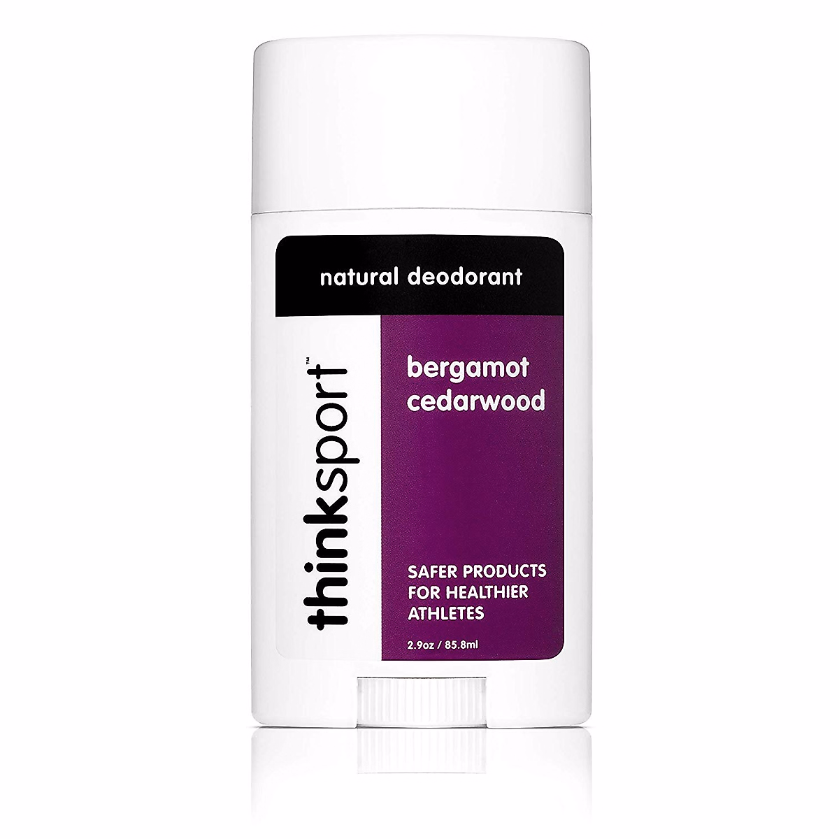 Thinksport Natural Deodorant – Aluminum Free Under Arm Freshness – Non-Toxic Travel Size Sports Stick for Athletes – Cruelty Free Deodorant with No Phthalates or Parabens -Bergamot Cedarwood 2.9 oz.