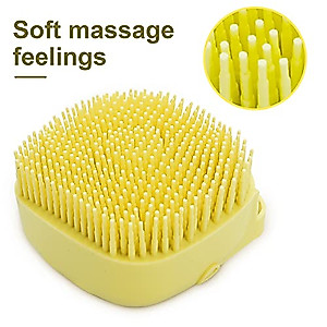Molain Dog Cat Bath Brush Comb Silicone Rubber Dog Grooming Brush Silicone Puppy Massage Brush Hair Fur Grooming Cleaning Brush Soft Shampoo Dispenser (yellow)