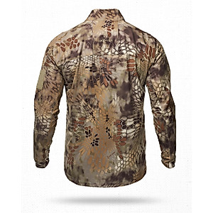 Kryptek Standard Valhalla 2 Long Sleeve Half Zip, Lightweight Camo Hunting Shirt, Highlander, L