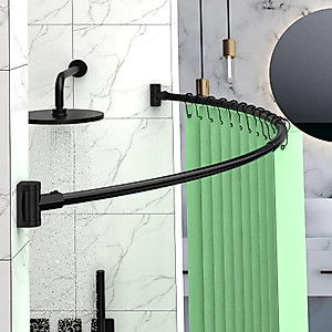 PrettyHome Adjustable Arched Curved Shower Curtain Rod Rustproof Expandable Aluminum Metal Shower Rod 38-72 Inches Telescoping Design Exquisite Customizable for Bathroom,Need To Drill,Black