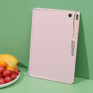 Mini Travel Cutting Board,Cutting Boards for Kitchen,Plastic Utility Cutting Board with Handles,Safe Multifunctional Portable Fruit Chopping Board With Knife Hanging Hole for Kitchen(pink)