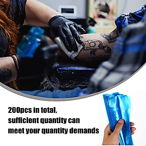 Gakonp 200pcs Clear Tattoo Machine Pen Covers Tattoo Pen Sleeves Plastic Dustproof Protection Blue Bags for Tattoo Professionals