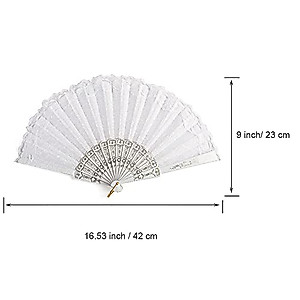 GOESUP 2 Pack White lace Folding Fan Japanese Chinese Handheld Fans for Bridal Dancing Props Church Wedding Gift Party Favors