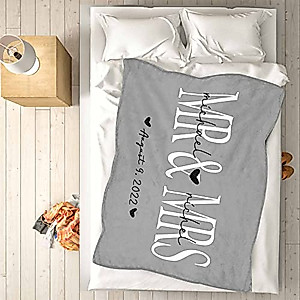 FunStudio Custom Blanket for Couple Men Women Customized Adults Throw Blankets with Name Text Date Personalized Birthdady Wedding